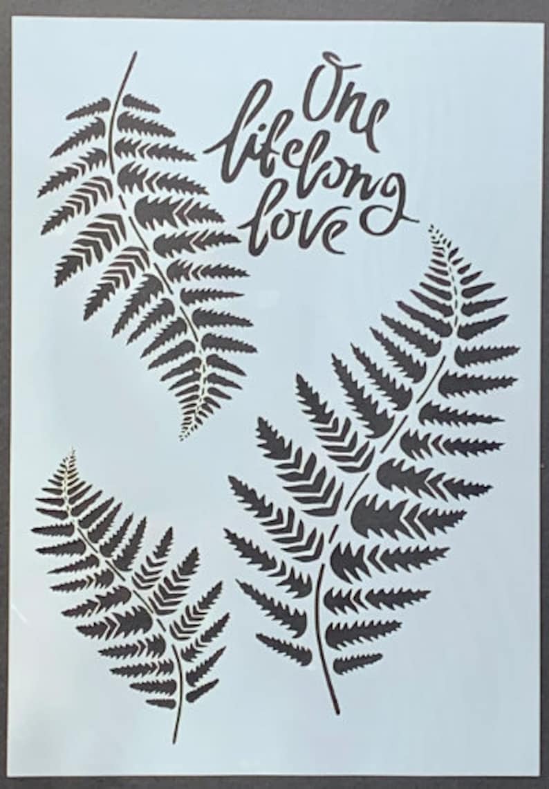 Fern Leaf Stencil "one Lifelong Love". for Furniture, Fabric, Mural ...