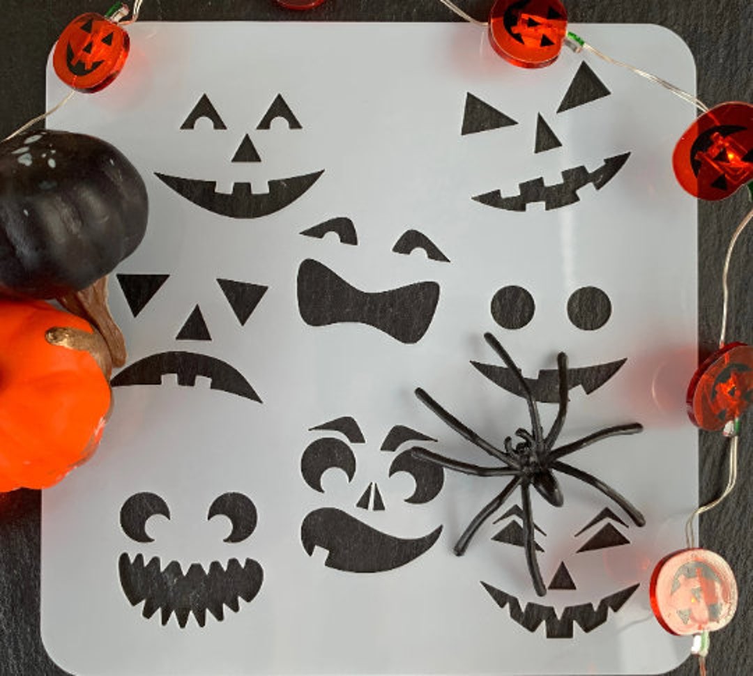 Spooky Halloween Pumpkin Face Stencil for Fabric, Apparel, Scrap ...