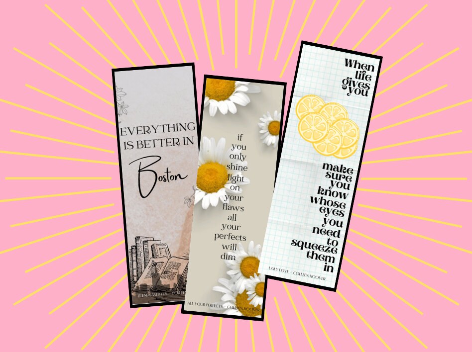 3 Colleen Hoover Printable Bookmarks Pack of 3 It Ends With Us Ugly ...