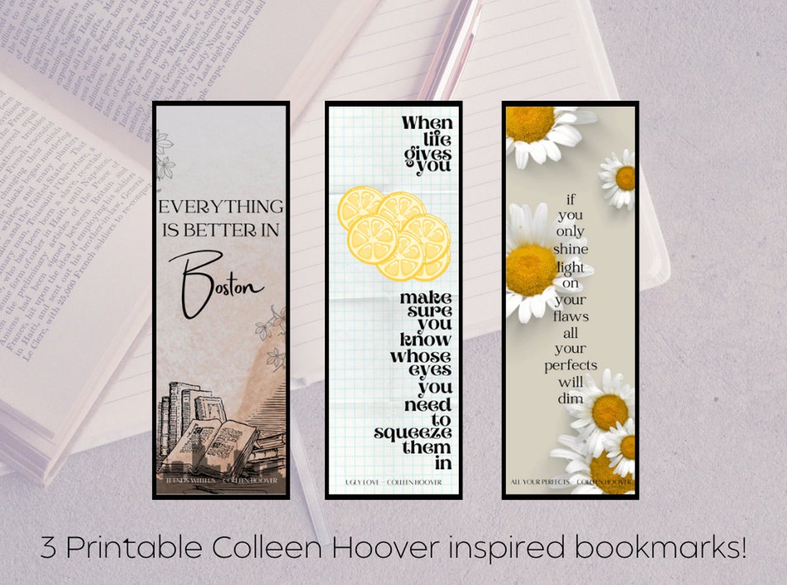 3 Colleen Hoover Printable Bookmarks Pack of 3 It Ends With Us Ugly ...