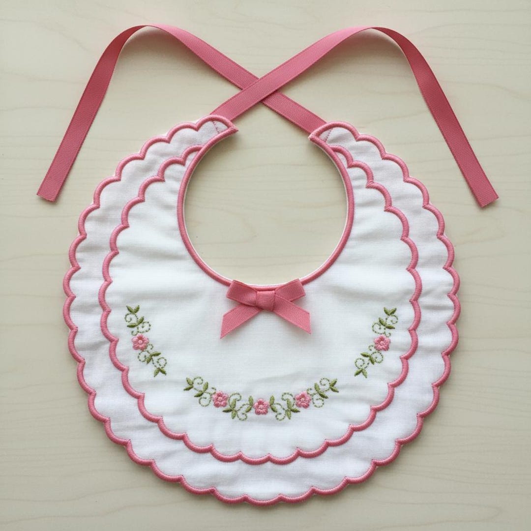Elegant Double Scalloped Bib ITH - Digital File for Machine Embroidery ...