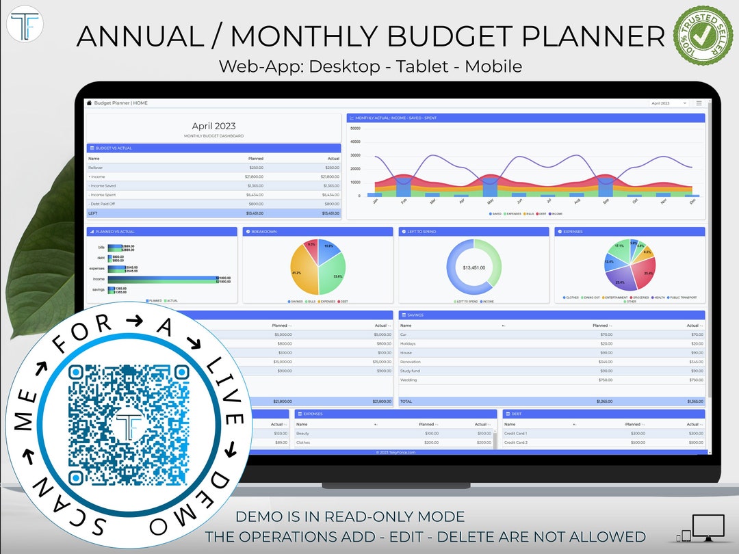 Monthly Budget Planner Google Web-app | Budget Template | Financial ...
