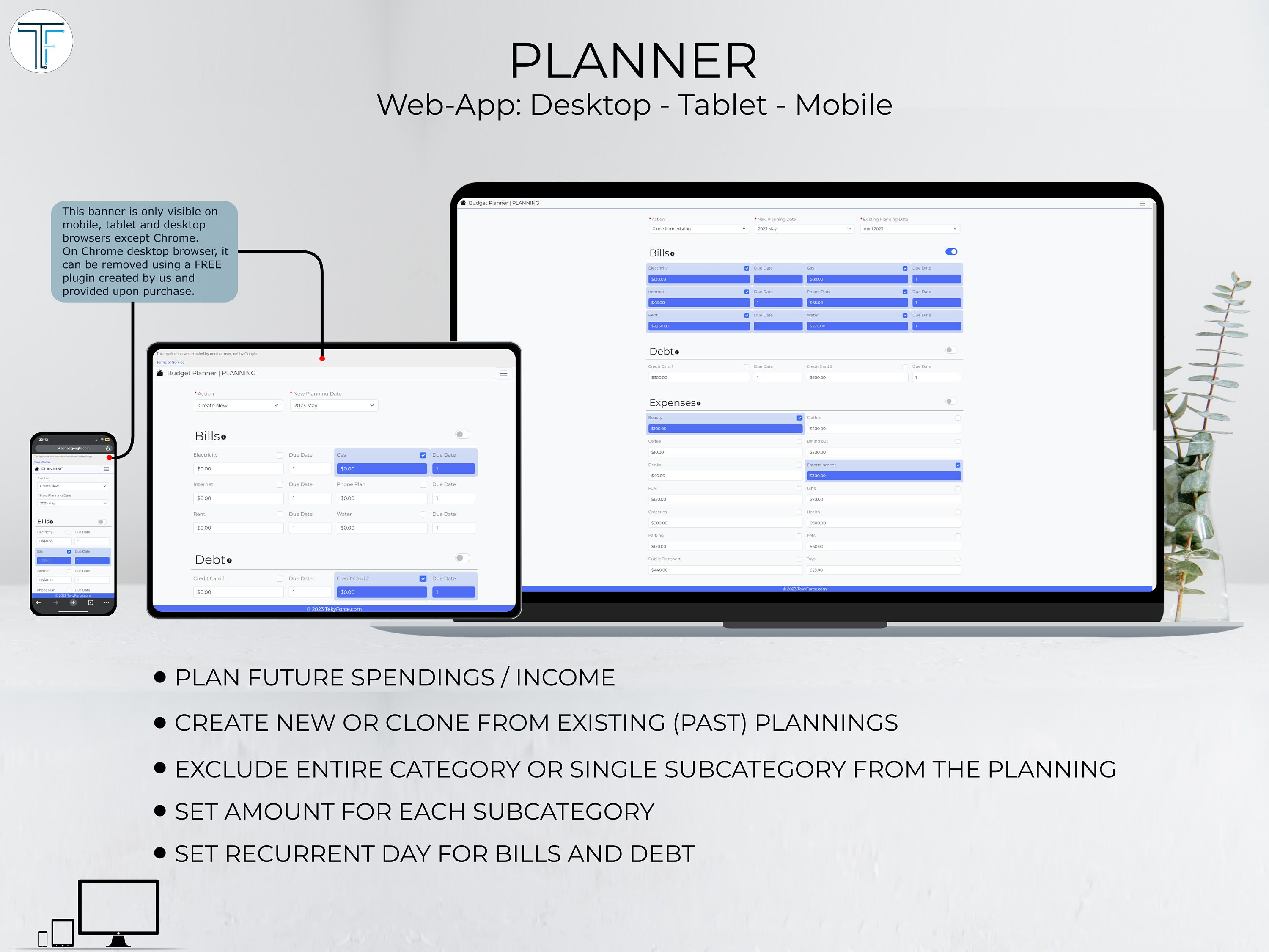 Monthly Budget Planner Google Web-app | Budget Template | Financial ...