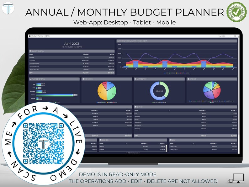 Annual Budget Planner Spreadsheet Template Planner Digital Download ...
