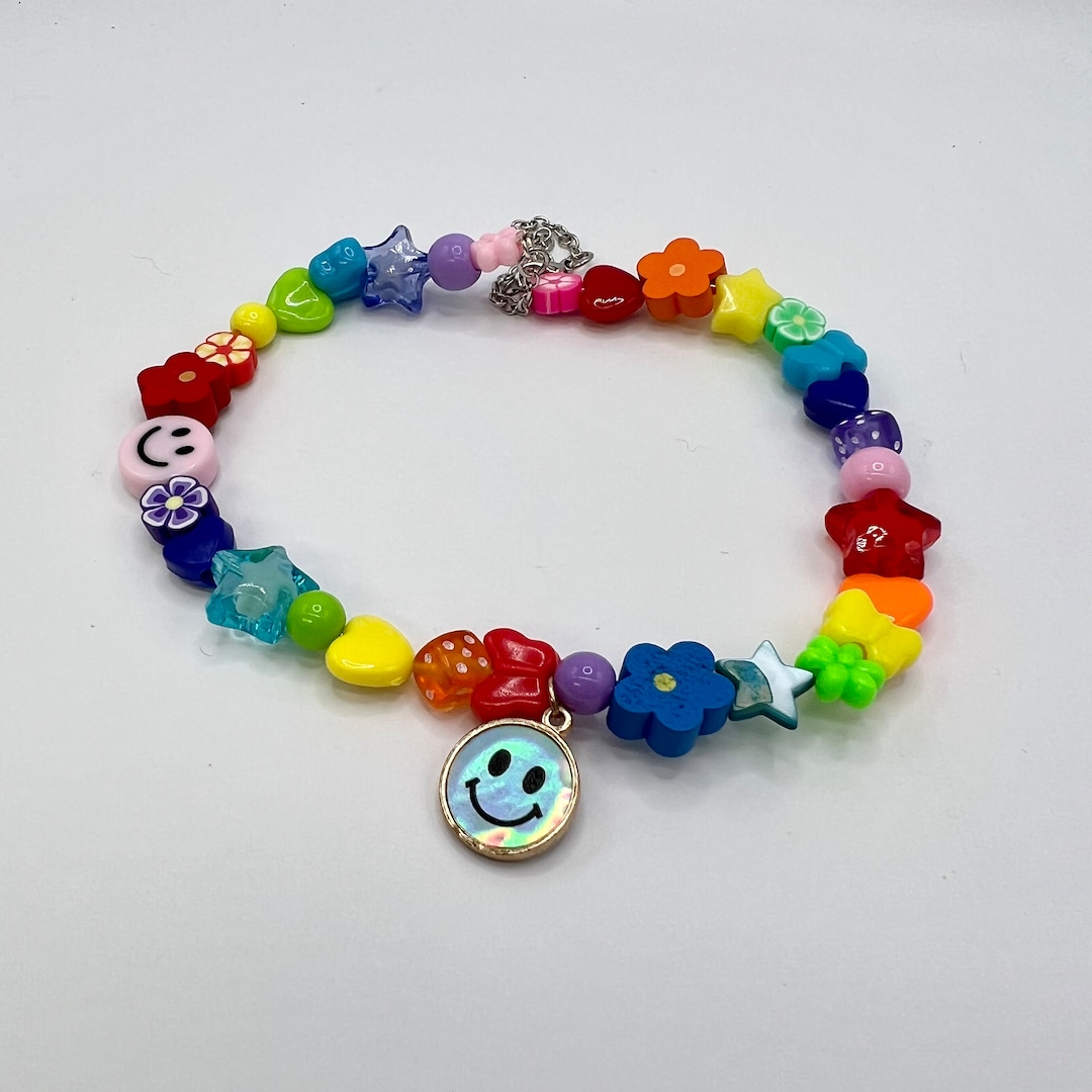 Rainbow Kidcore Chunky Bead Y2k Necklace - Etsy