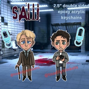 Babydoll Adam & Lawrence Charms Saw Chibi Mini Glitter Epoxy Keychains ...