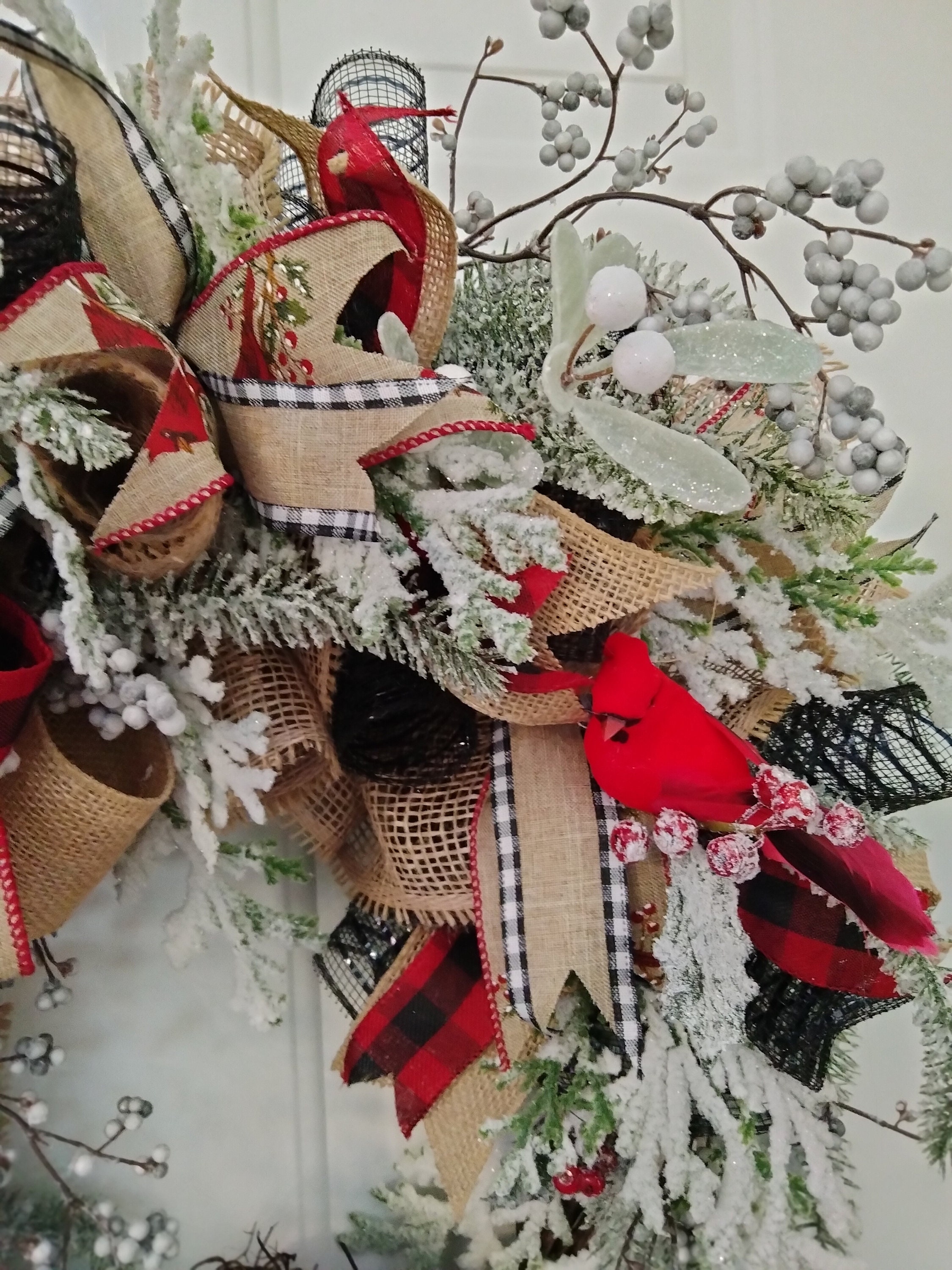 Red Cardinal Wreath, Winter Wreath Graprvine Wreath, Bird Wreath, Front ...
