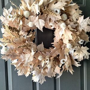 Beige and Cream Fall Foliage Wreath, Fall Foliage Wreath, Autumn Wreath ...