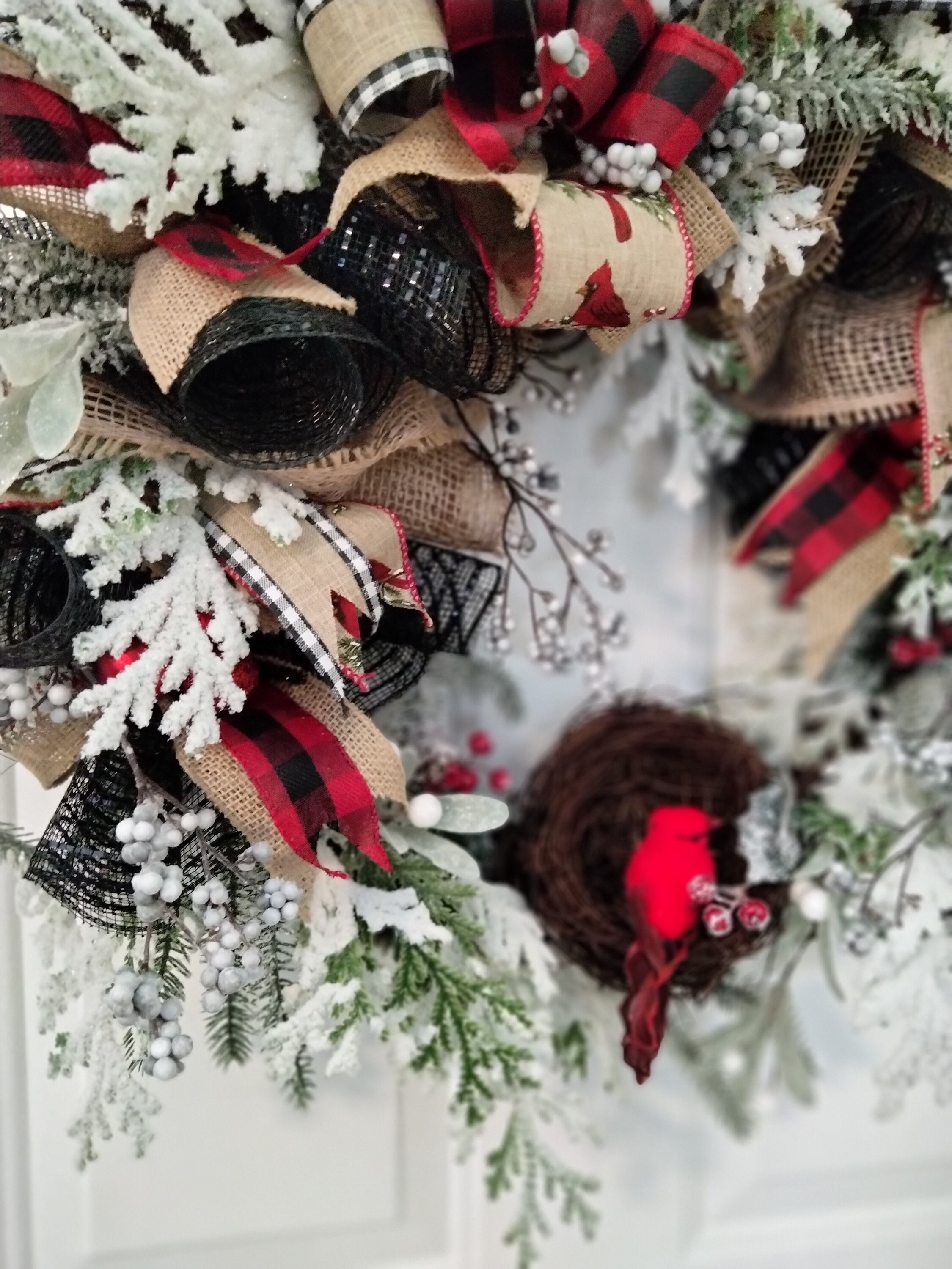 Red Cardinal Wreath, Winter Wreath Graprvine Wreath, Bird Wreath, Front ...