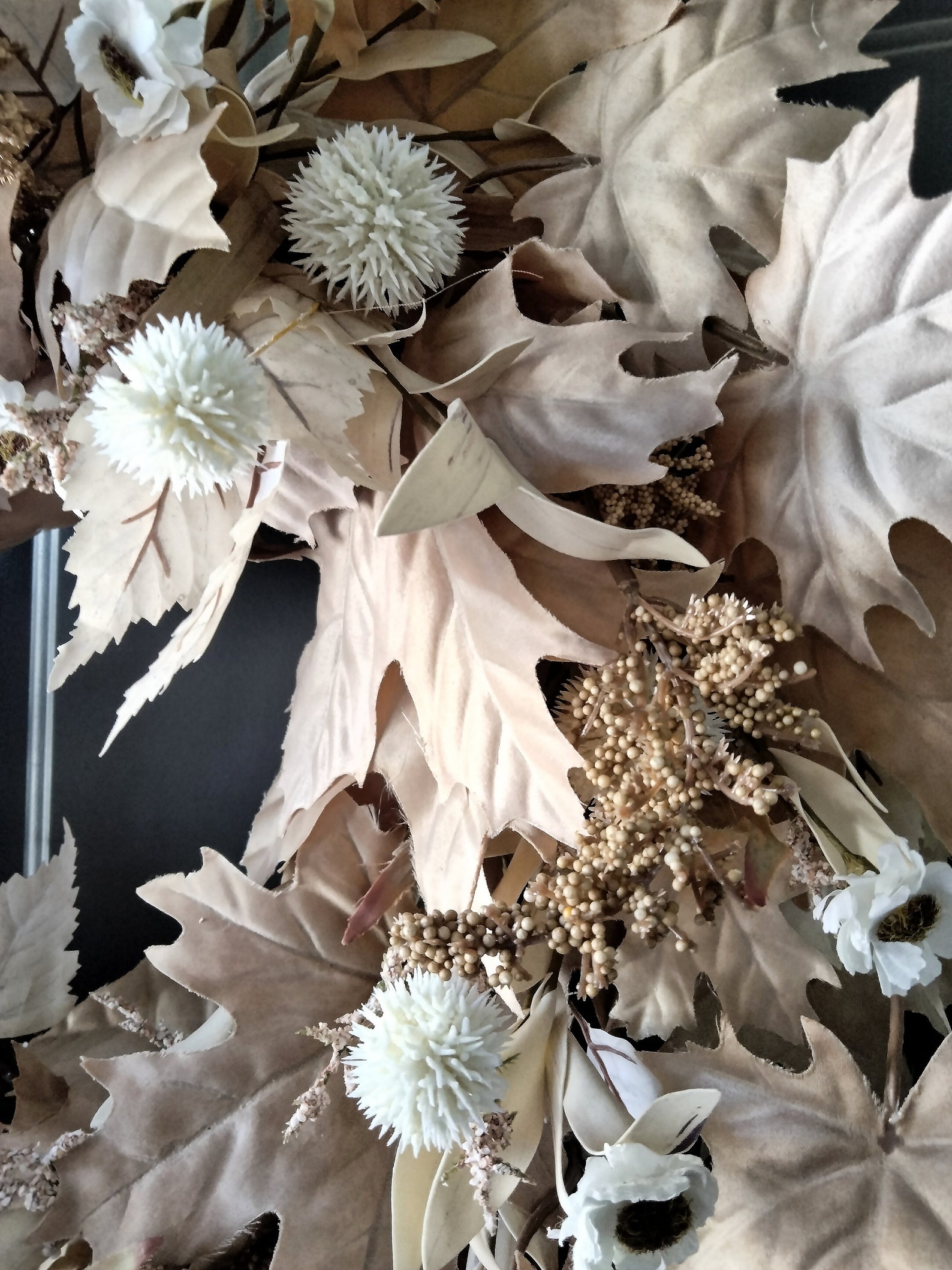 Beige and Cream Fall Foliage Wreath, Fall Foliage Wreath, Autumn Wreath ...