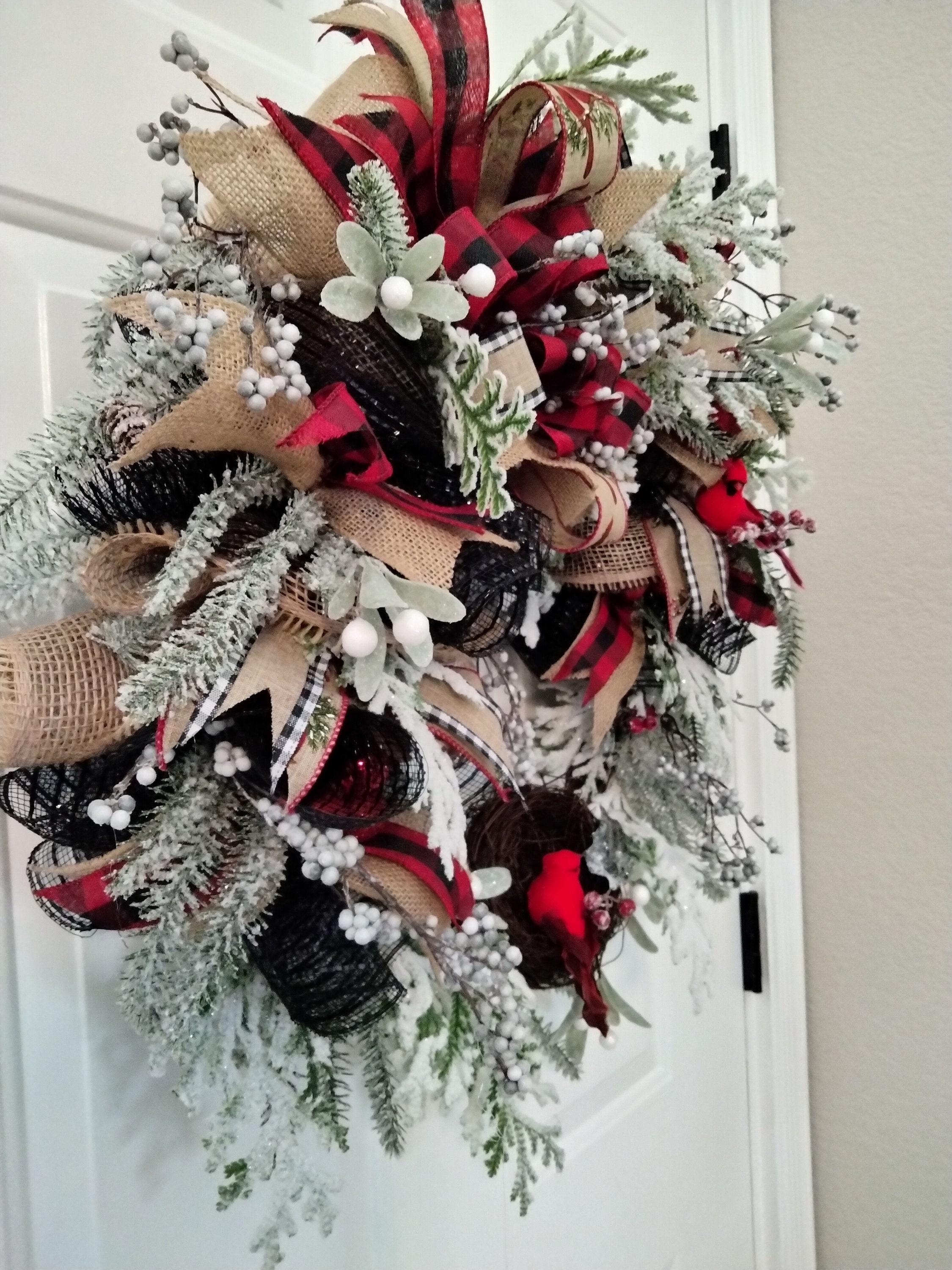 Red Cardinal Wreath, Winter Wreath Graprvine Wreath, Bird Wreath, Front ...