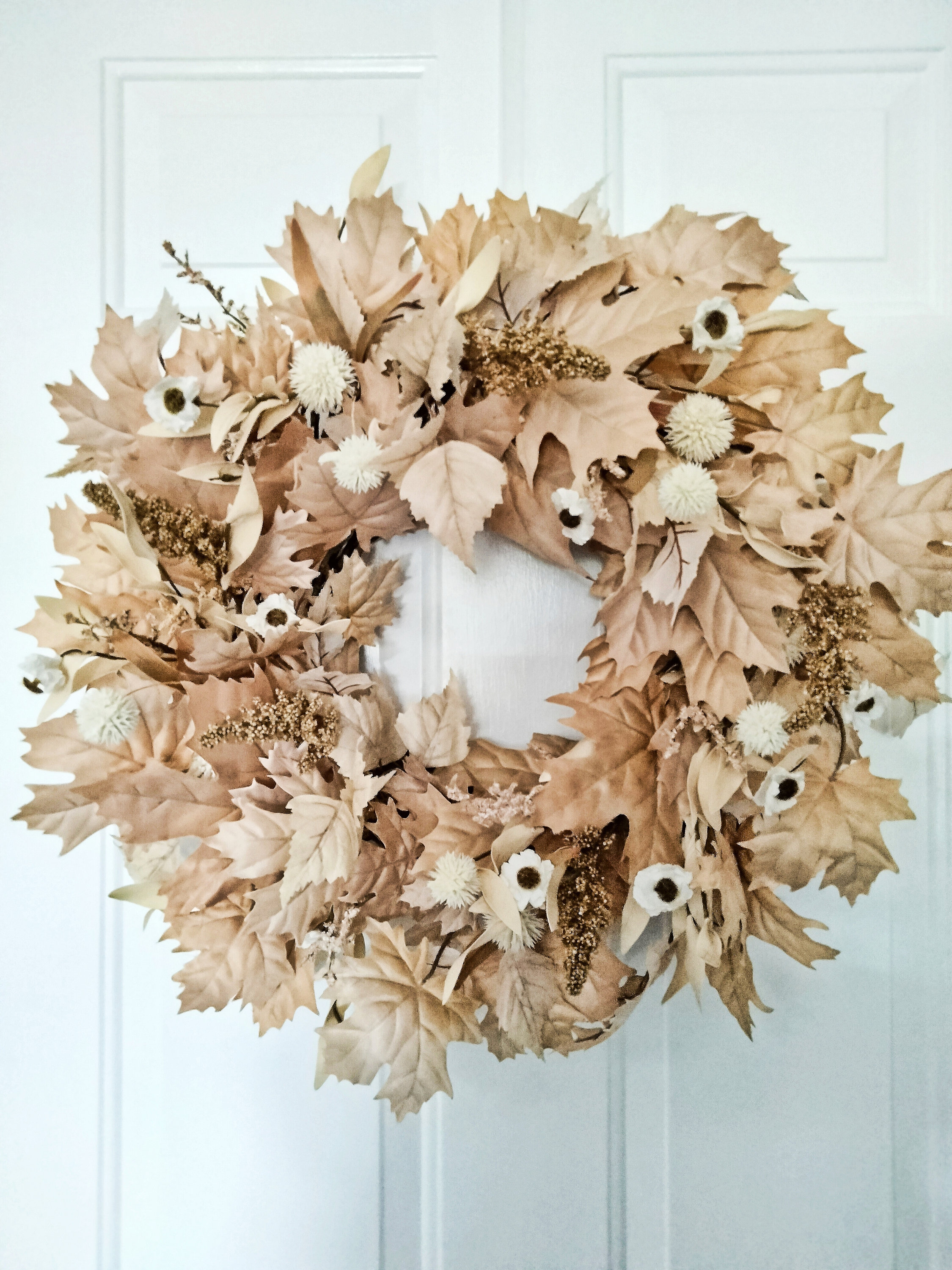 Beige and Cream Fall Foliage Wreath, Fall Foliage Wreath, Autumn Wreath ...