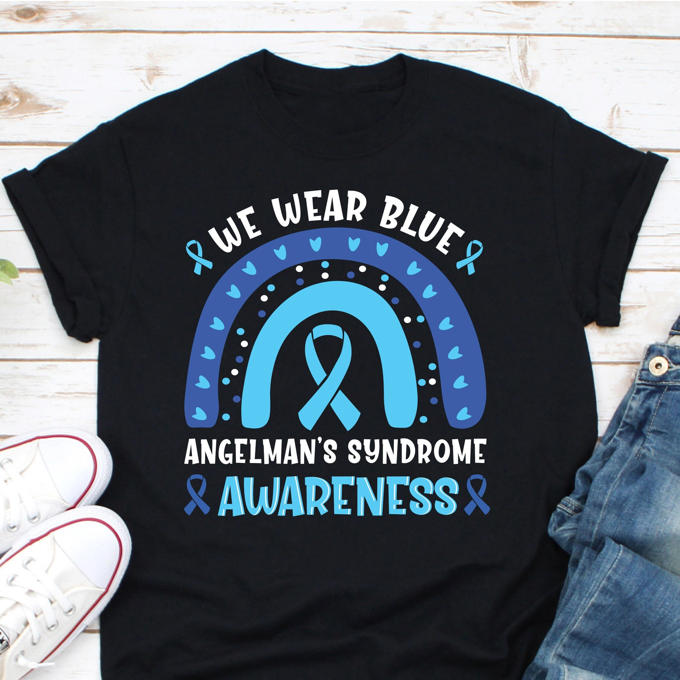 We Wear Blue Angelman's Syndrome Awareness Shirt Rainbow - Etsy