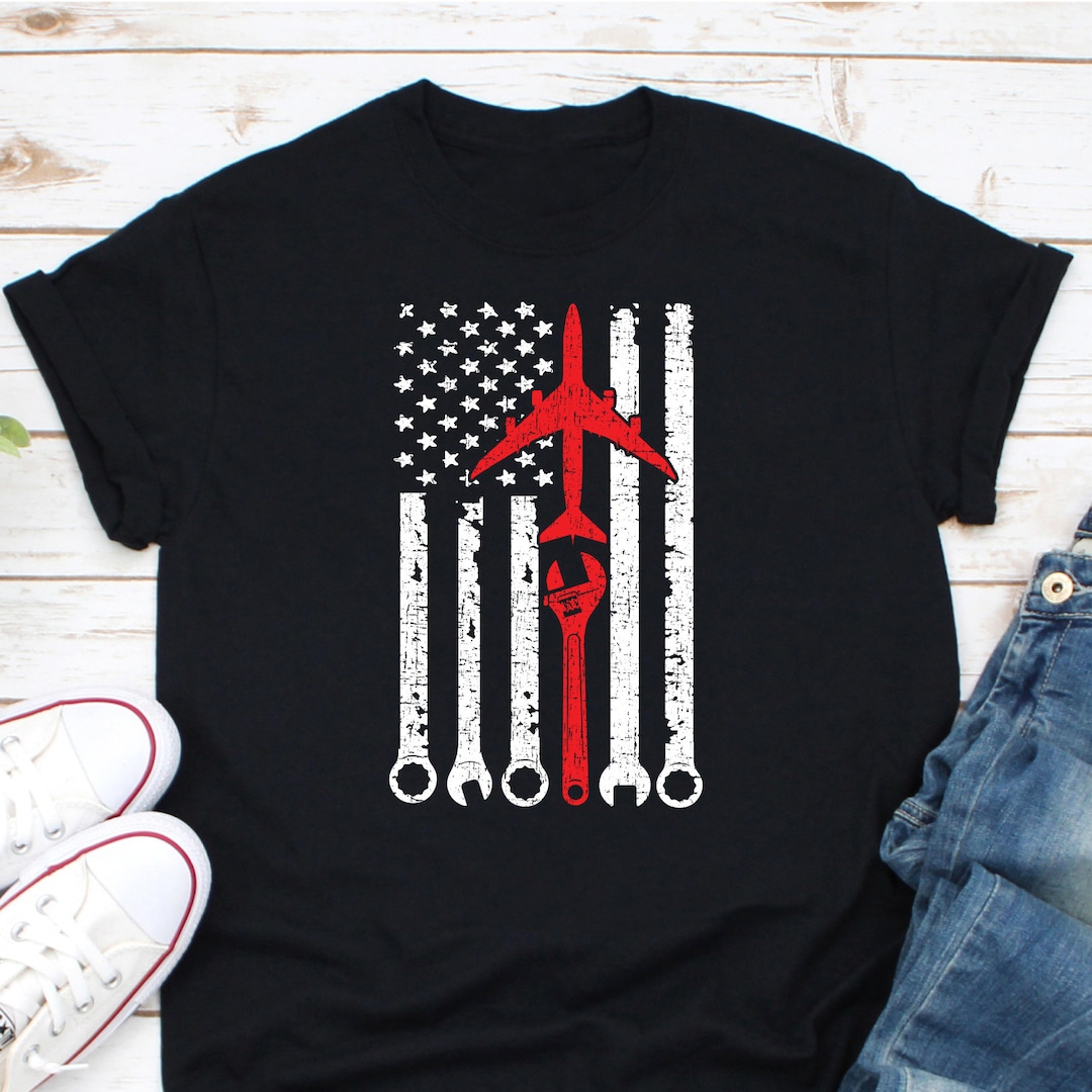 Airplane Mechanic American Flag Shirt, Plane Aircraft Shirt, Aircraft ...