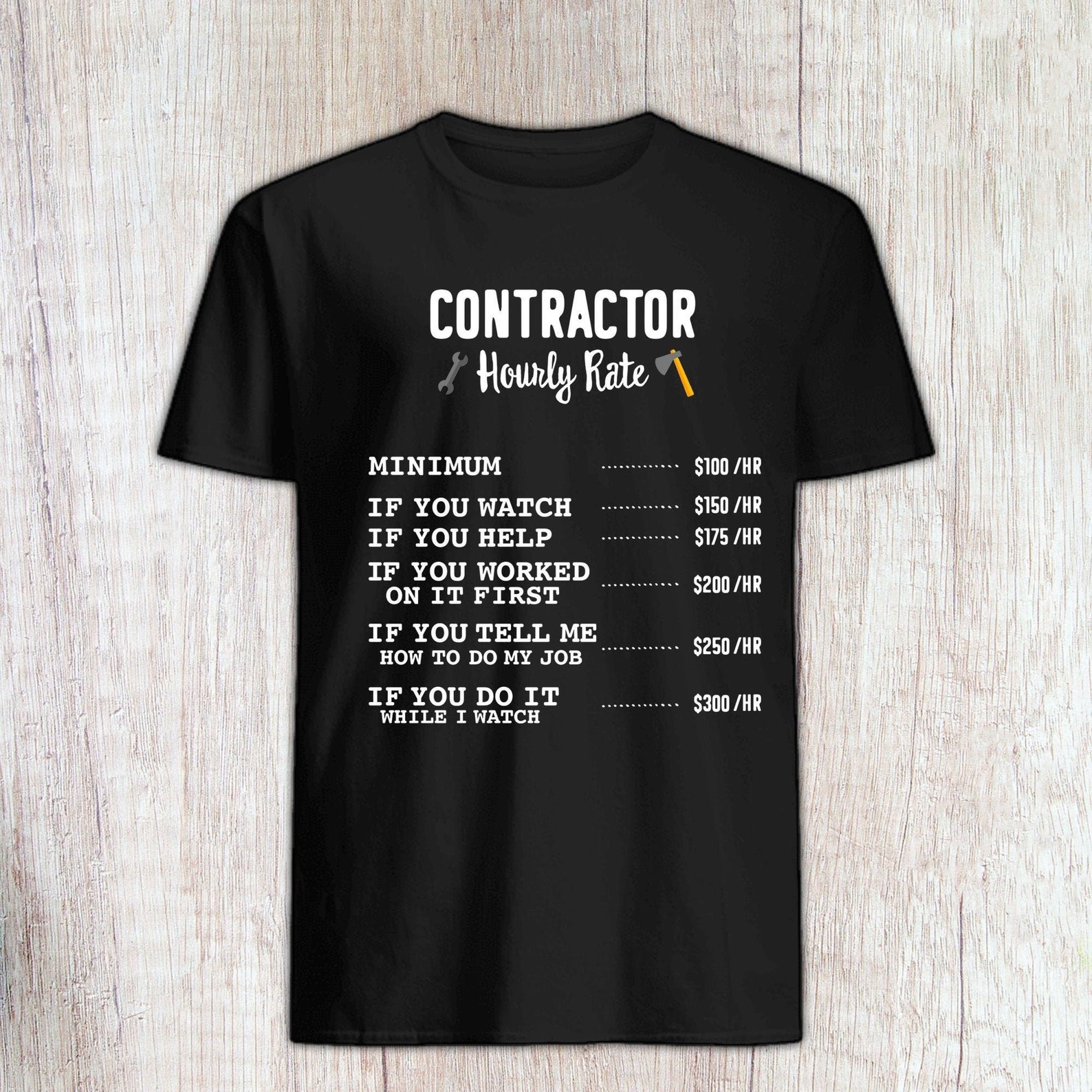 Contractor Hourly Rate Shirt Funny Builder Handyman - Etsy