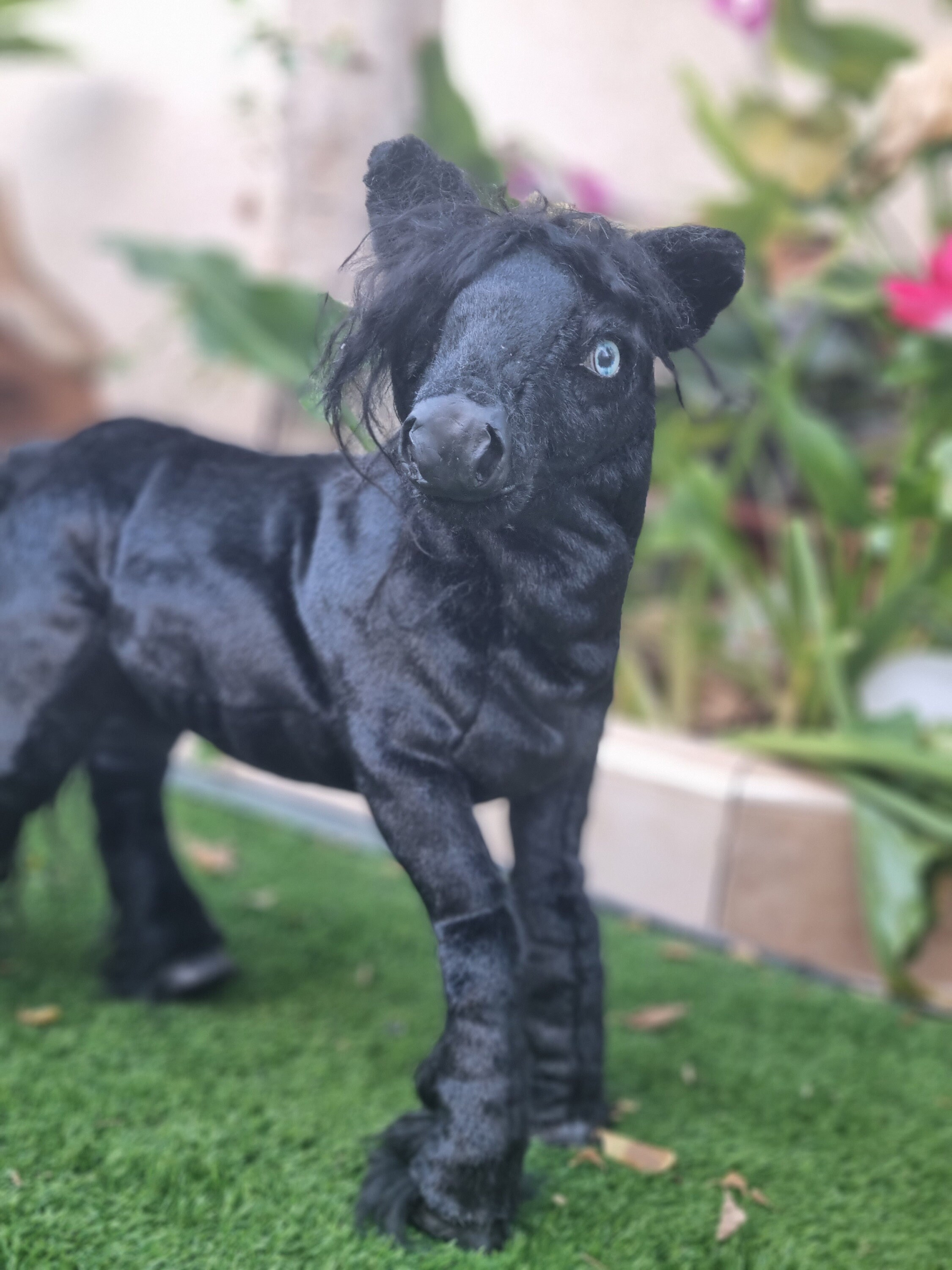 Black Friesian Horse Stallion Posesble Ooak Weighter Toy Artificial Fur ...