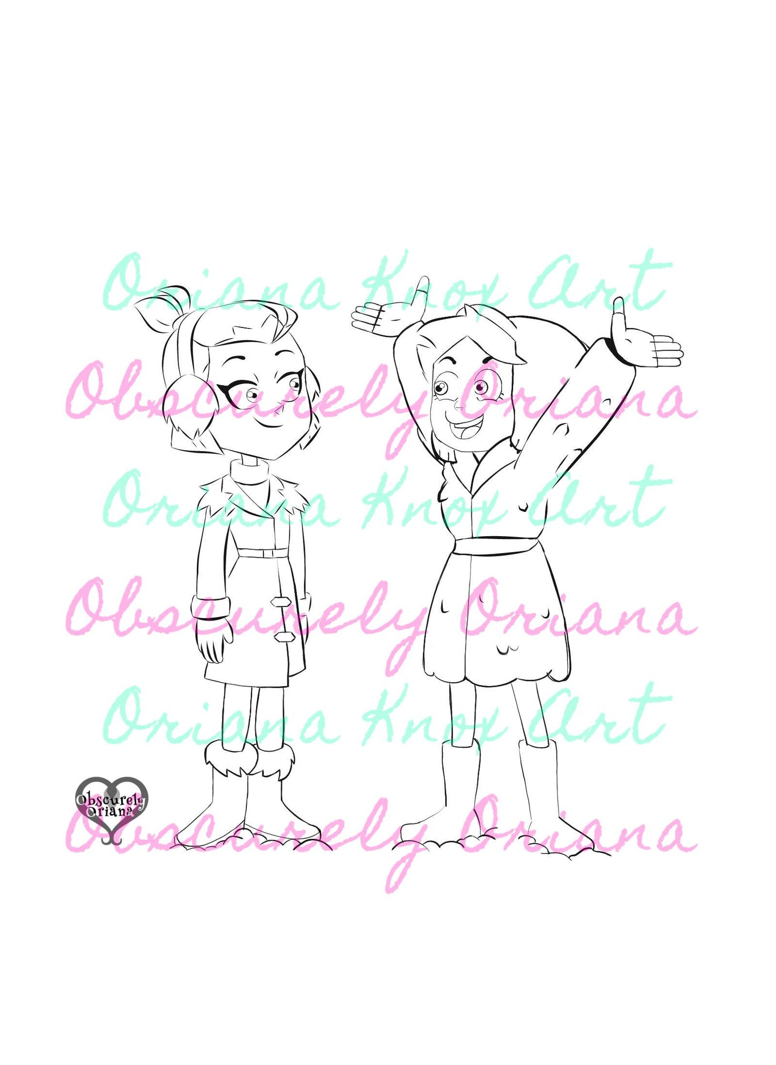 Lumity Colouring Page, the Owl House, Luz Noceda, Amity Blight, Digital ...