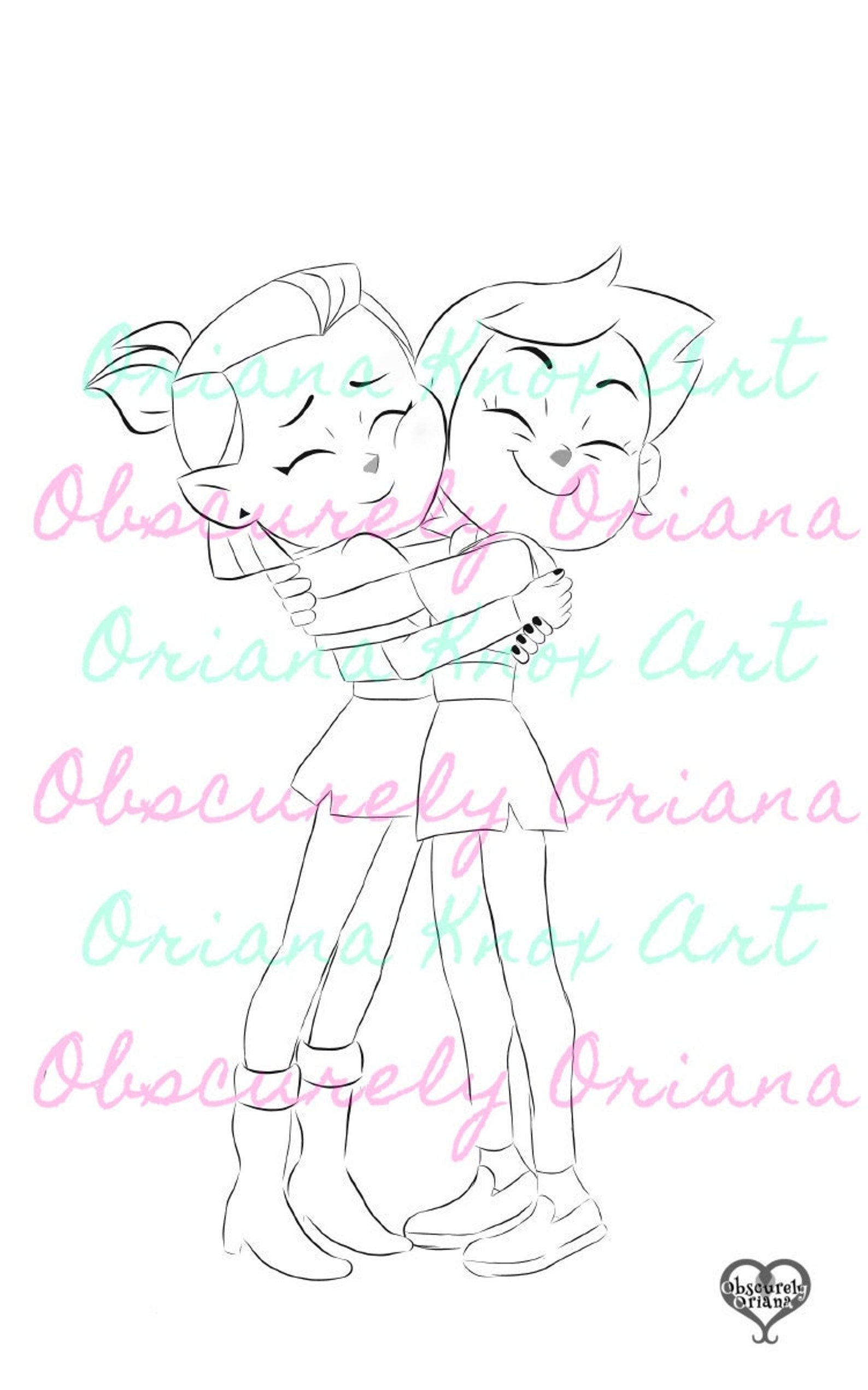 Lumity Colouring Page, Hug, the Owl House, Luz Noceda, Amity Blight ...