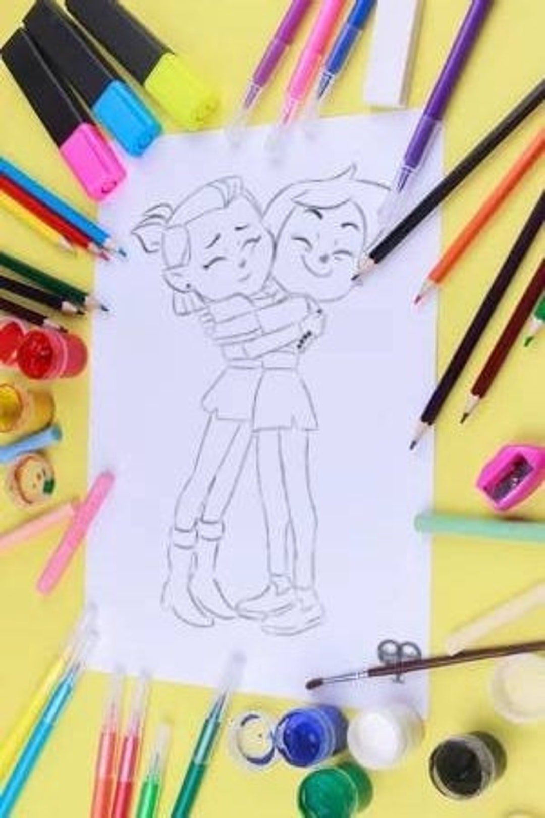 Lumity Colouring Page, Hug, the Owl House, Luz Noceda, Amity Blight ...