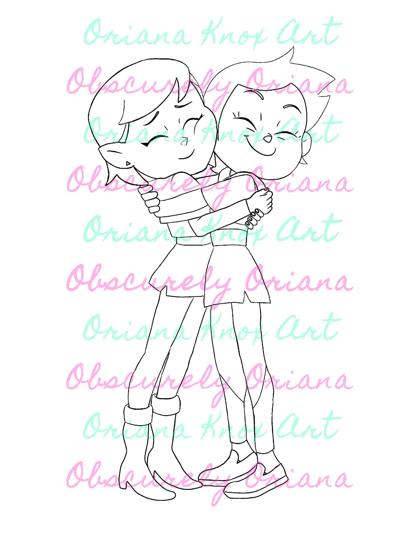 Lumity Colouring Page, Hug, the Owl House Season 2, Luz Noceda, Amity ...