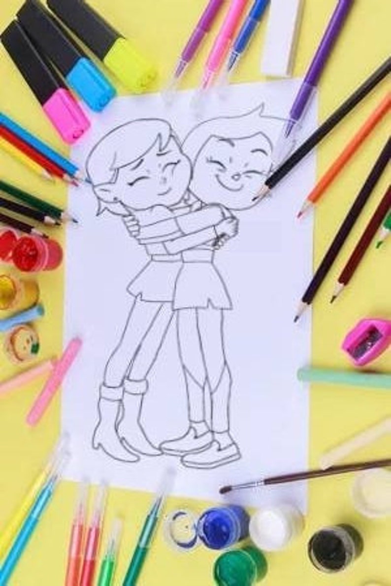Lumity Coloring Page, Hug, The Owl House Season 2, Luz Noceda, Amity ...