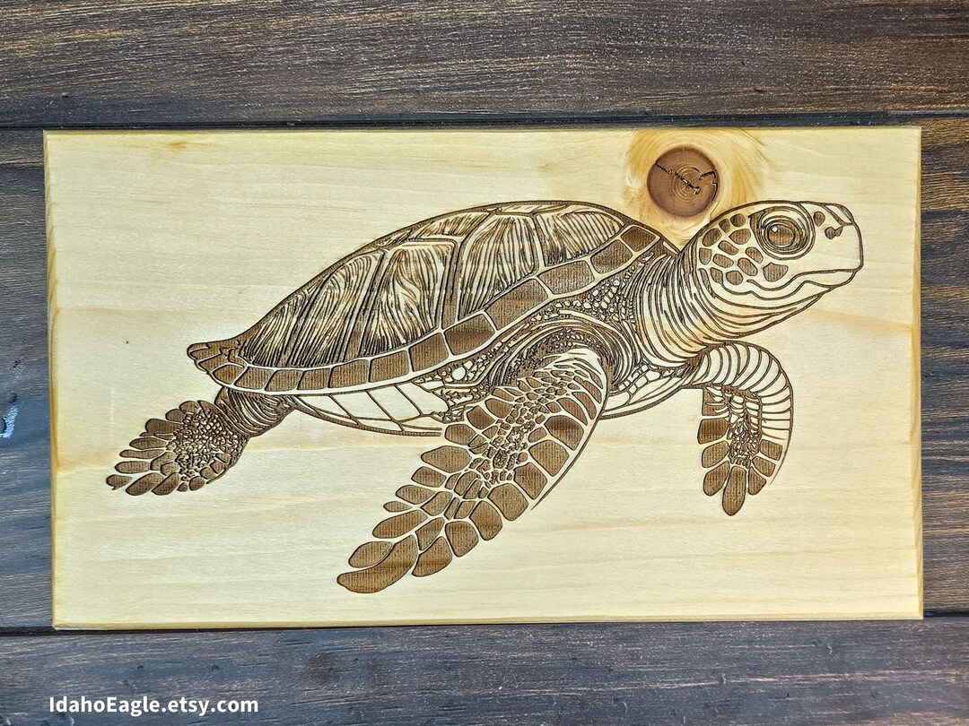 Sea Turtle Laser Engraved Nature Art Piece - Etsy