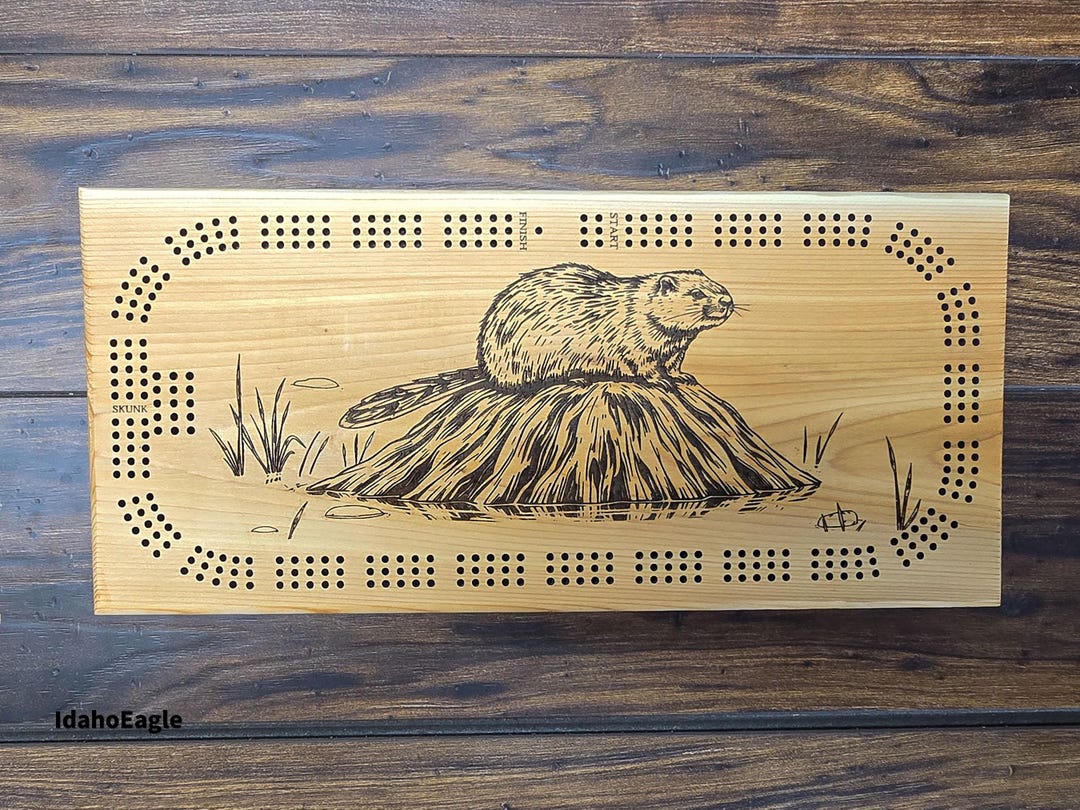 Beaver 3 Track Cribbage Board. - Etsy