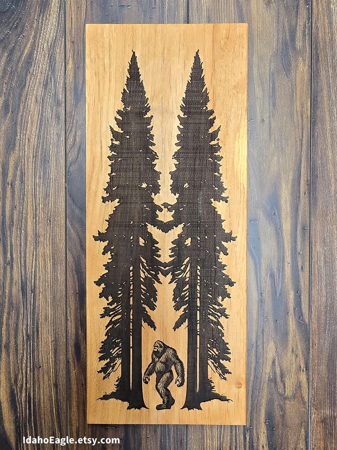 Bigfoot and Redwood Trees Laser Engraved Art Piece - Etsy