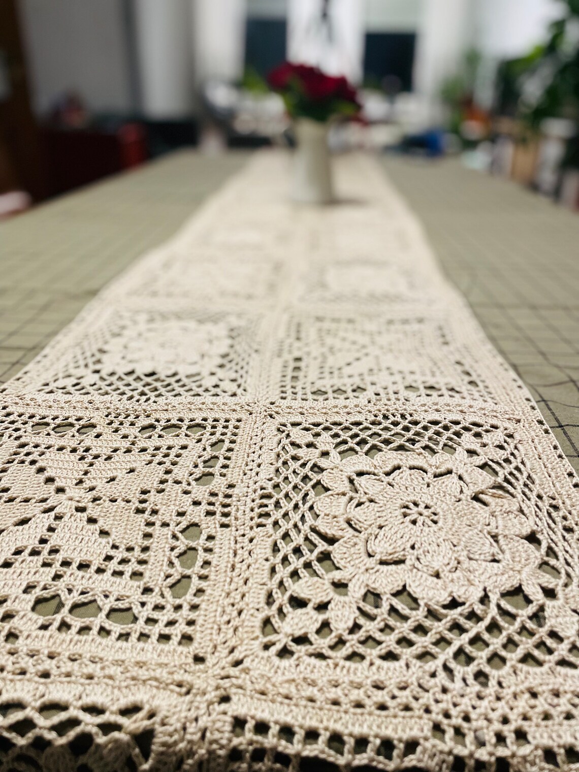 Crochet Table Runner, Handmade Home Decorations, Delicate Lace ...