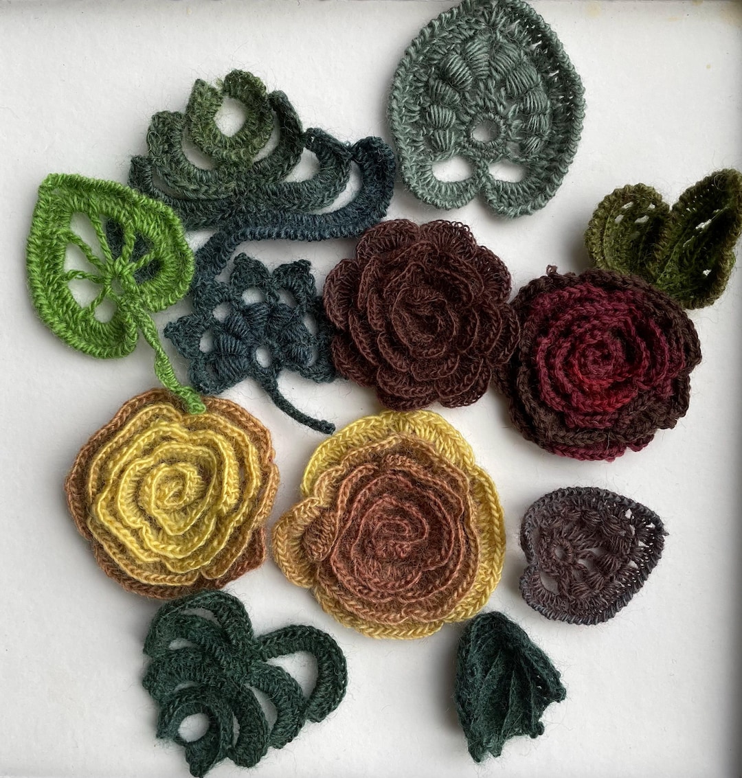 Set of 12 Handmade Irish Crochet Flowers: Ombré Wool Appliqués - Etsy