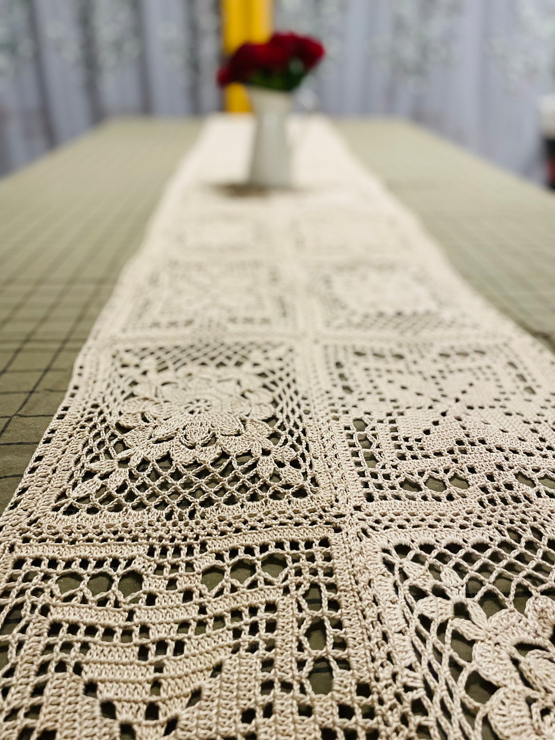 Crochet Table Runner, Handmade Home Decorations, Delicate Lace ...