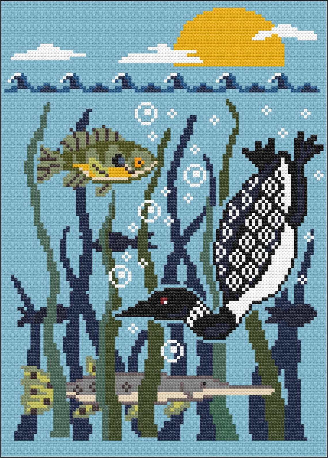 Diving Loon Cross Stitch Pattern PDF - Etsy