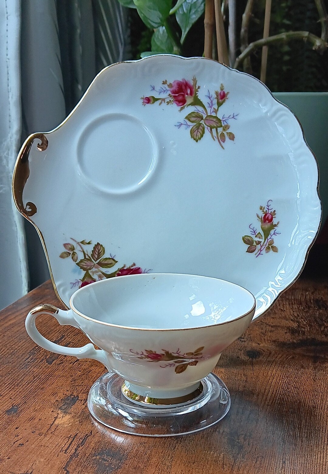 Vintage, Royal Sealy, Moss Rose, Snack Plate and Cup Set, Made in Japan ...