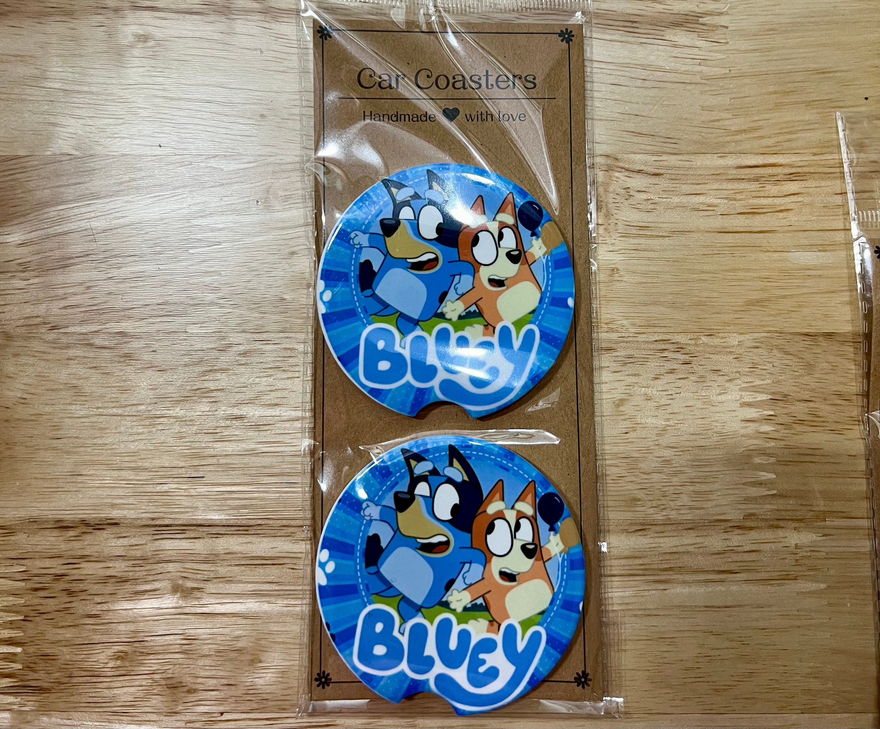 Bluey Bingo Round Absorbent Ceramic Sandstone Car Coaster Bluey Bingo ...