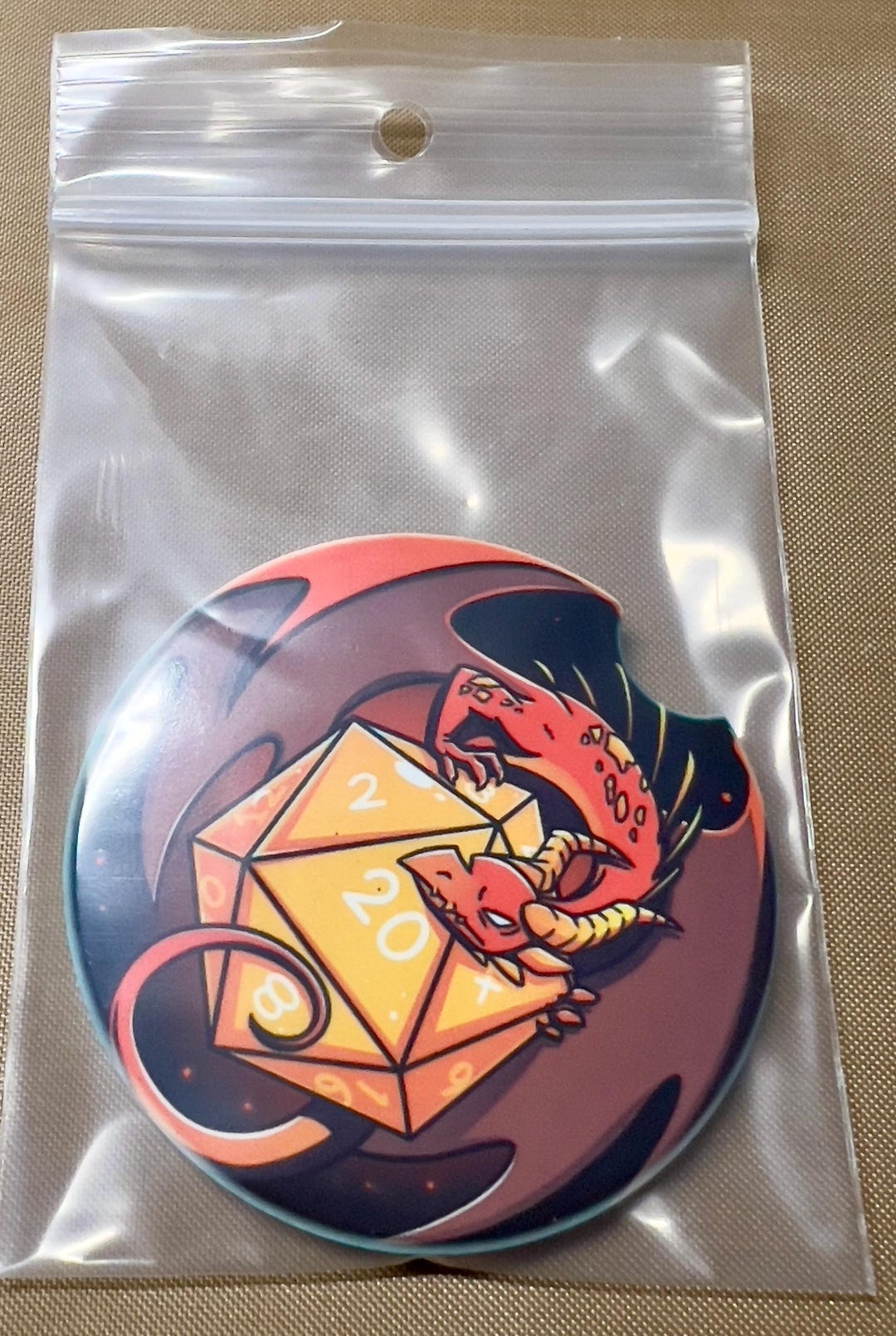 Dragon on D20 Sandstone Car Coaster - Collectible Fantasy Game ...