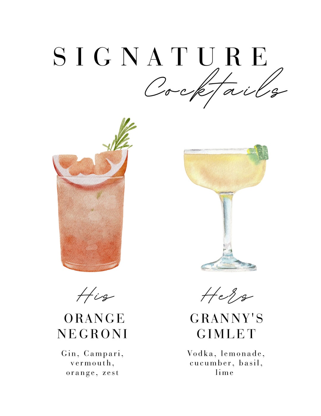 Signature Drinks Sign Template Signature Cocktail Sign Minimalist ...
