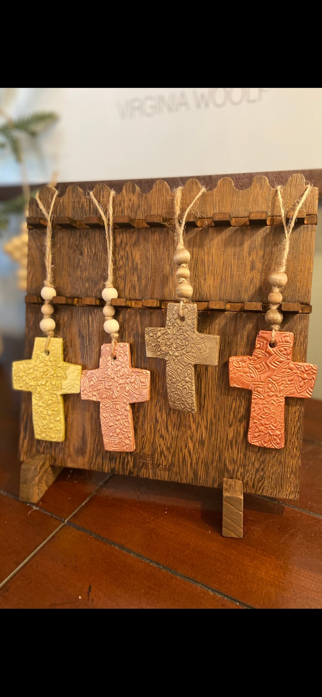 Clay Stamped Cross Ornaments - Etsy
