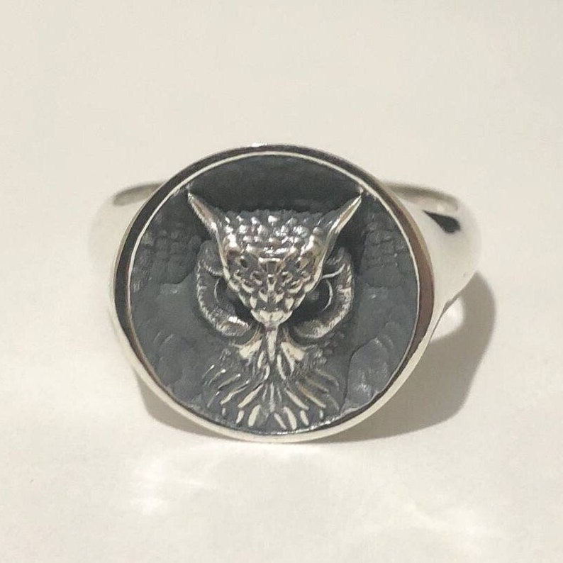 Angry Owl Signet Ring Animal Jewelry - Etsy
