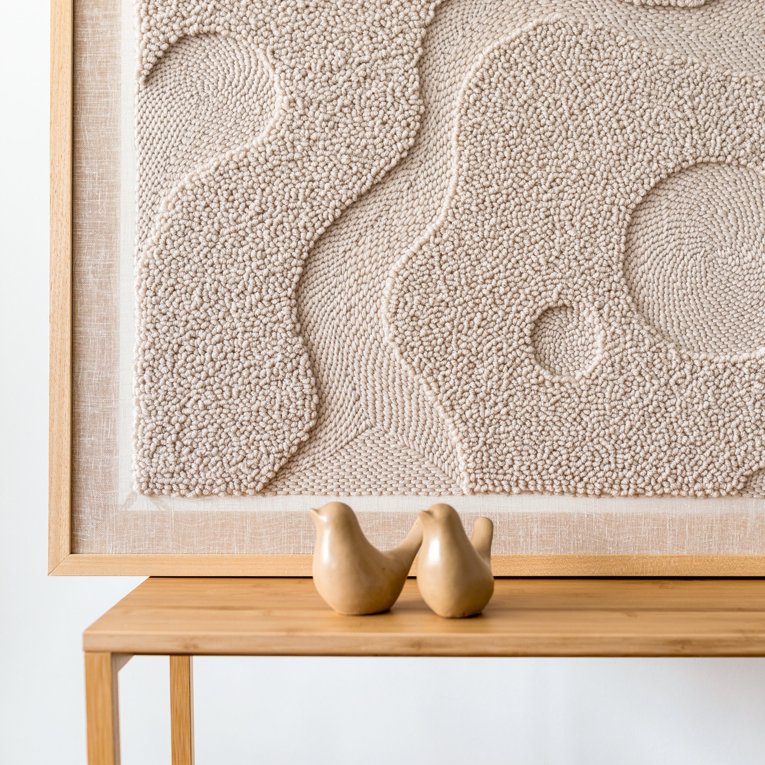 Modern Textile Wall Art, Extra Large Framed Wall Decoration, Warm and ...