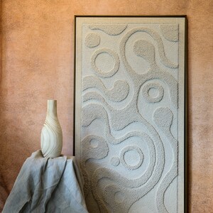 Modern Textile Wall Art, Extra Large Framed Wall Decoration, Warm and ...