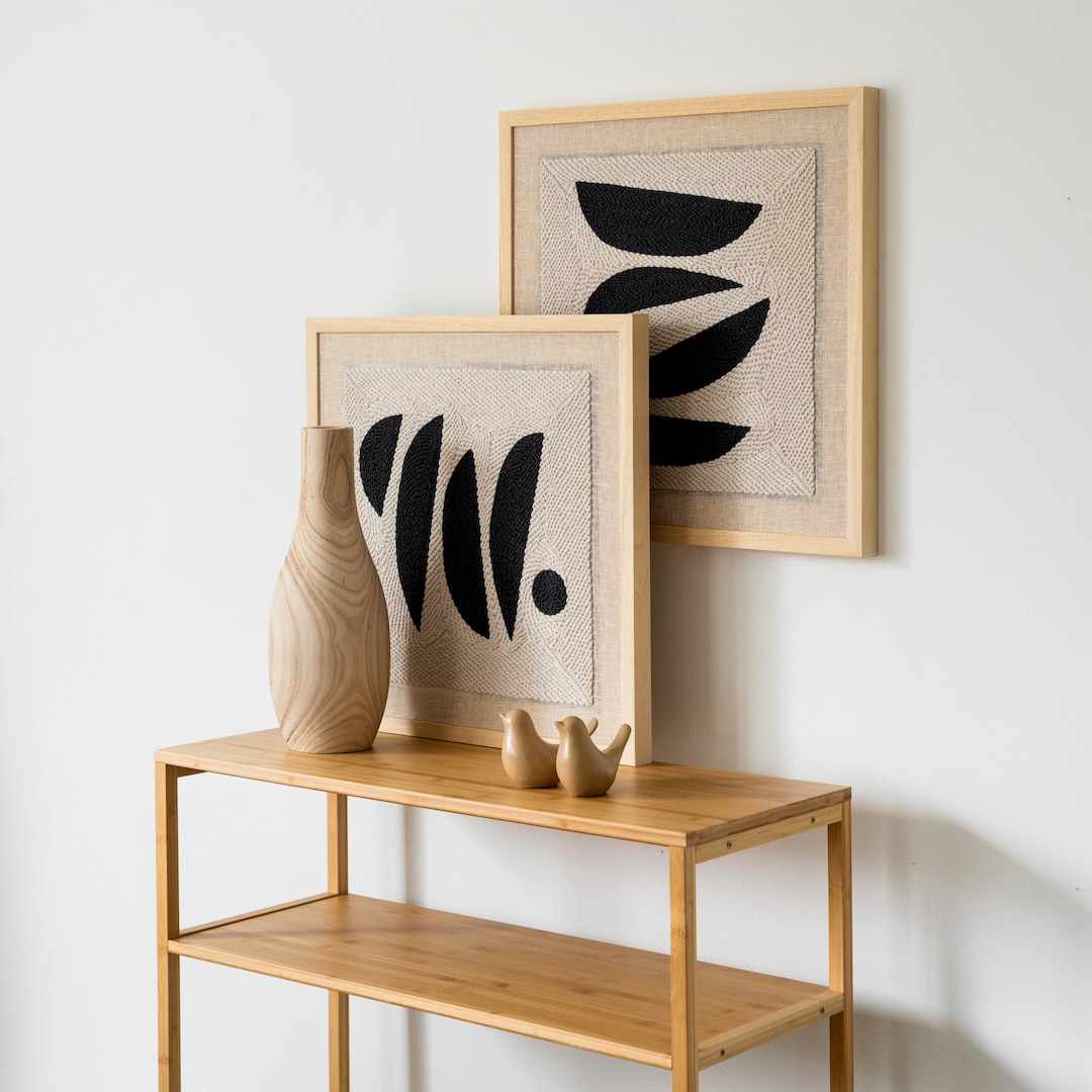 Framed Textile Diptych: Modern Minimalist Tapestry Set - Etsy