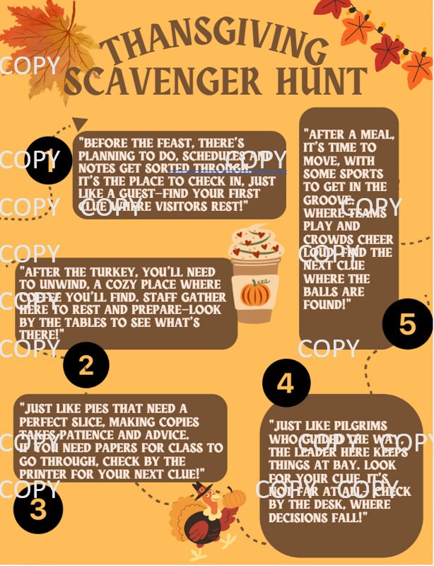 Schoolwide Scavenger Hunt Holiday Themed Common School Areas PDF Files ...