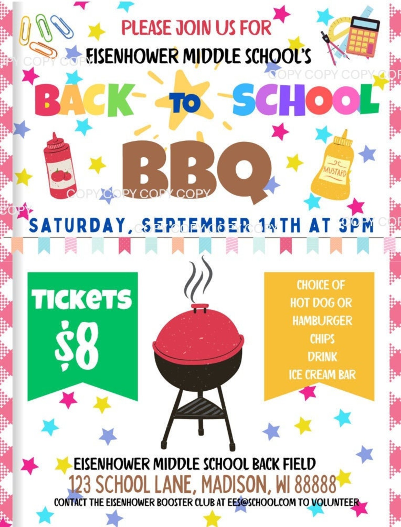 Back to School BBQ Flyer Fully Editable Middle Elementary High School ...