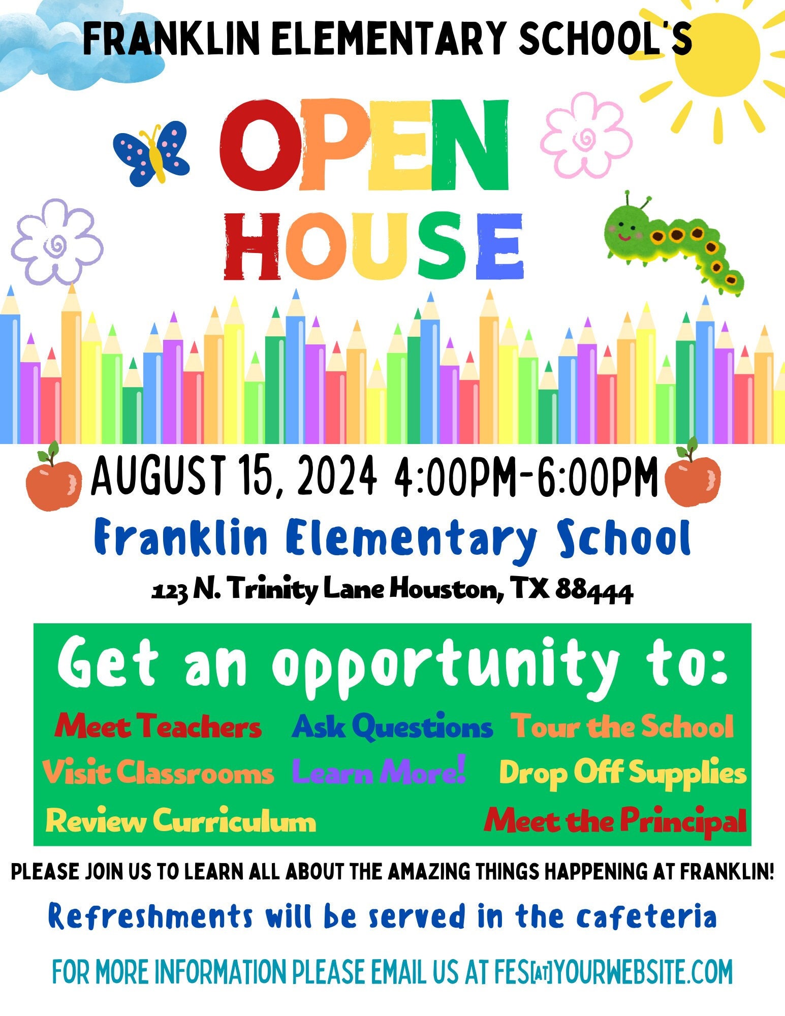 Open House Flyer School Fully Editable Customize in Canva - Etsy