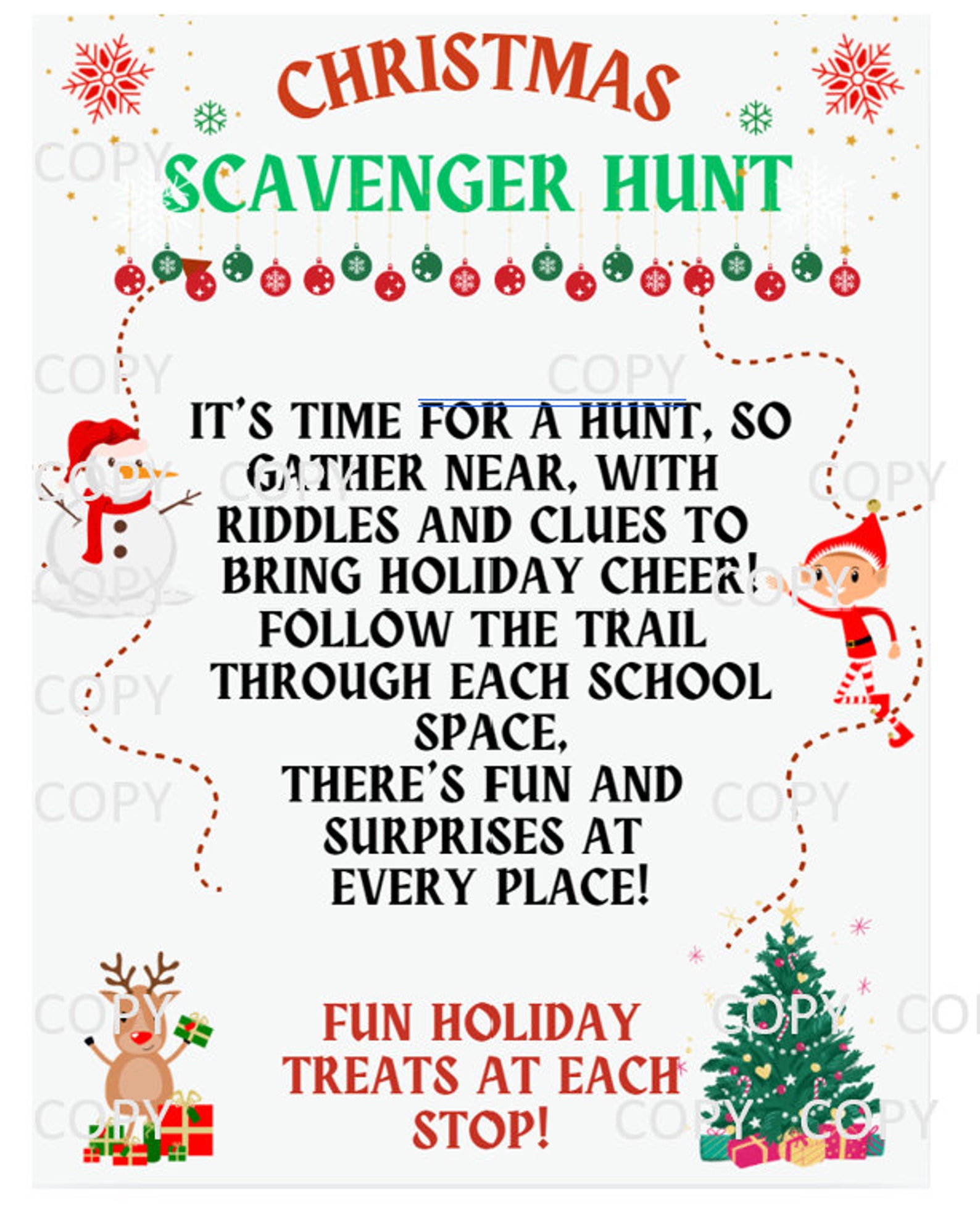 Schoolwide Scavenger Hunt Holiday Themed Common School Areas PDF Files ...