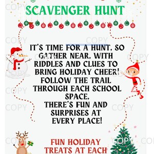Schoolwide Scavenger Hunt Holiday Themed Common School Areas PDF Files ...
