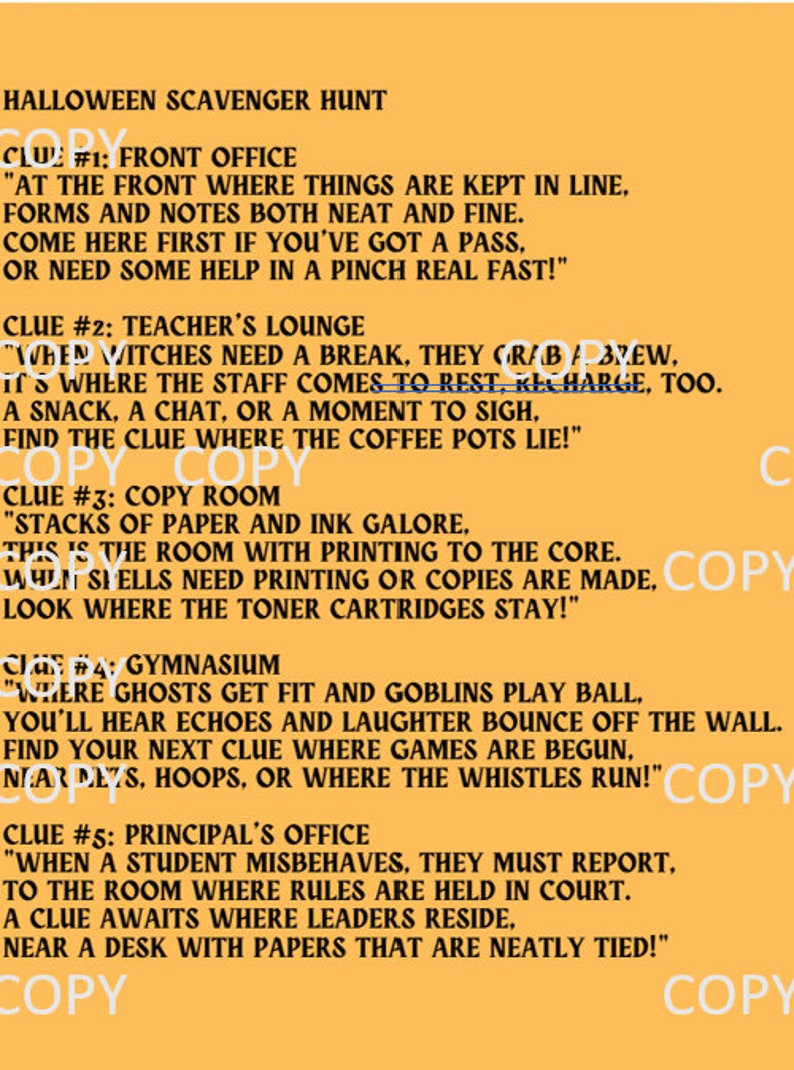 Schoolwide Scavenger Hunt Holiday Themed Common School Areas PDF Files ...