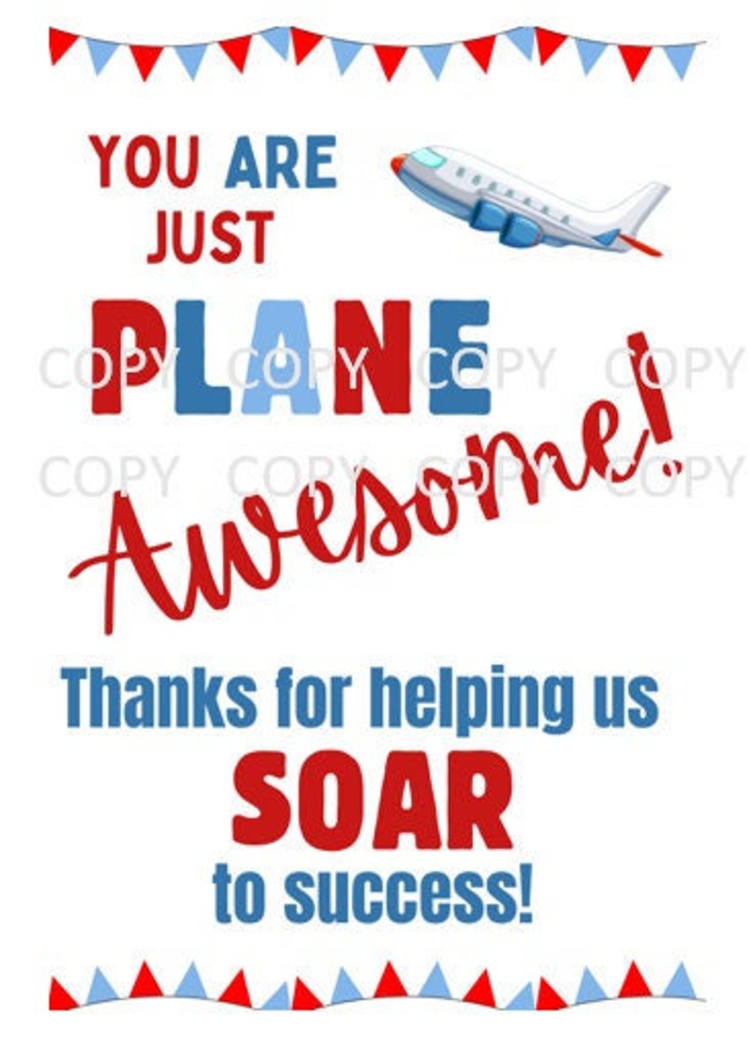 Plane Awesome Thank You Teacher Tag PBIS SOAR Recognition Appreciation ...