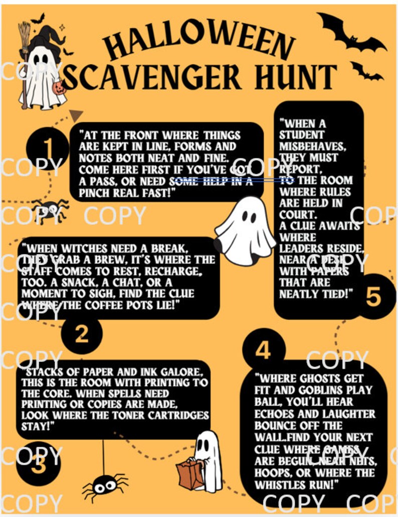 Schoolwide Scavenger Hunt Holiday Themed Common School Areas PDF Files ...