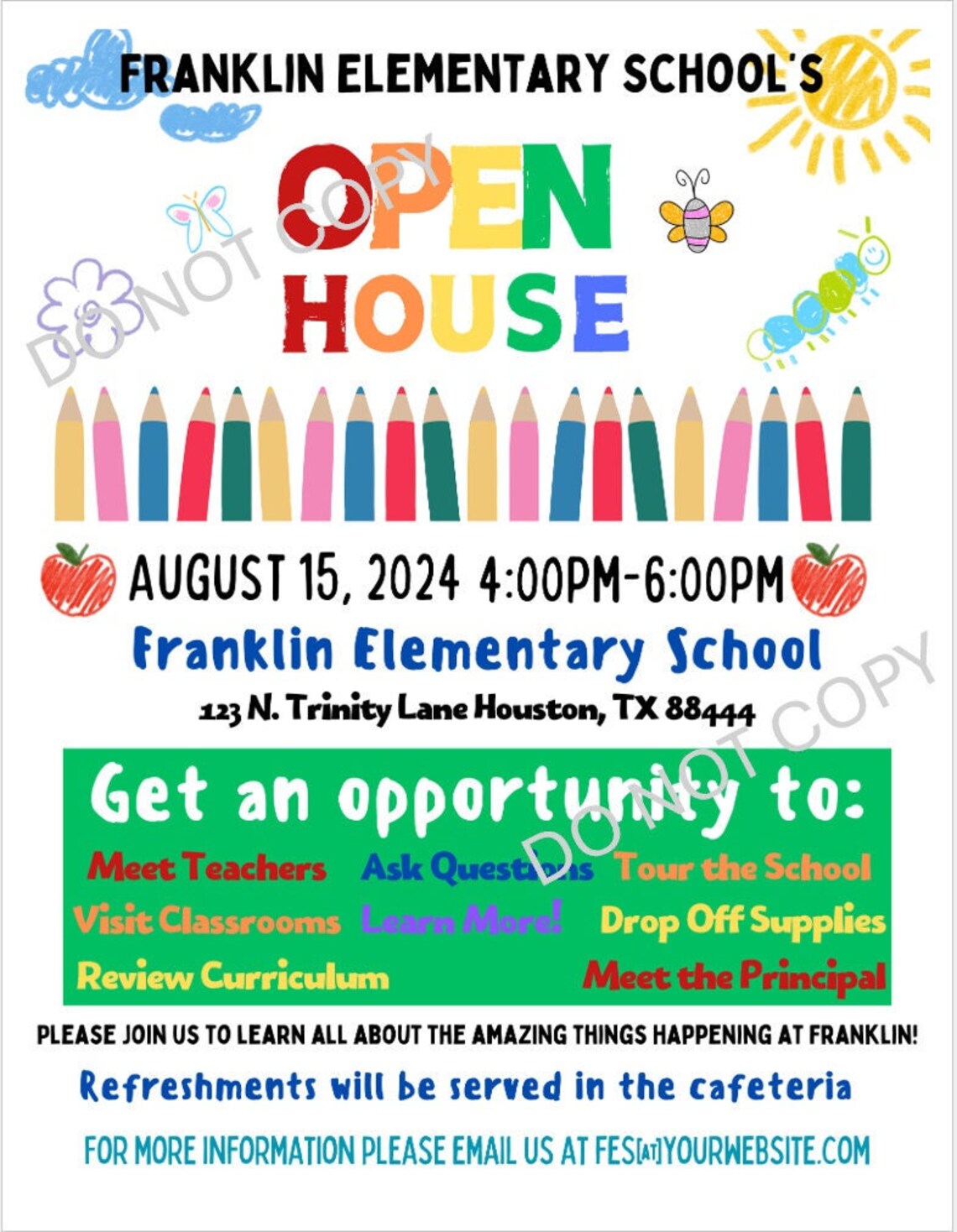 Open House Flyer School Fully Editable Customize in Canva - Etsy